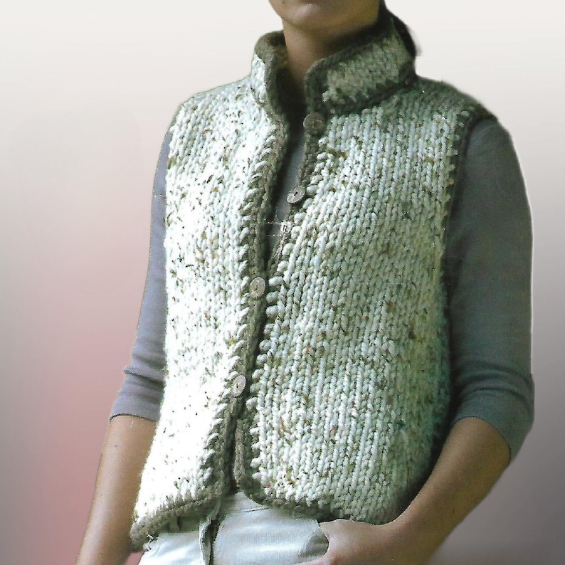 Chunky Knit Vest Pattern - Easy Waistcoat Cozy Boho Vintage Sweater ...
