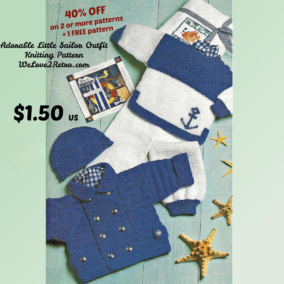 Baby Sailor Knitting Pattern PDF Knit Cardigan, Pants & Sweater ...