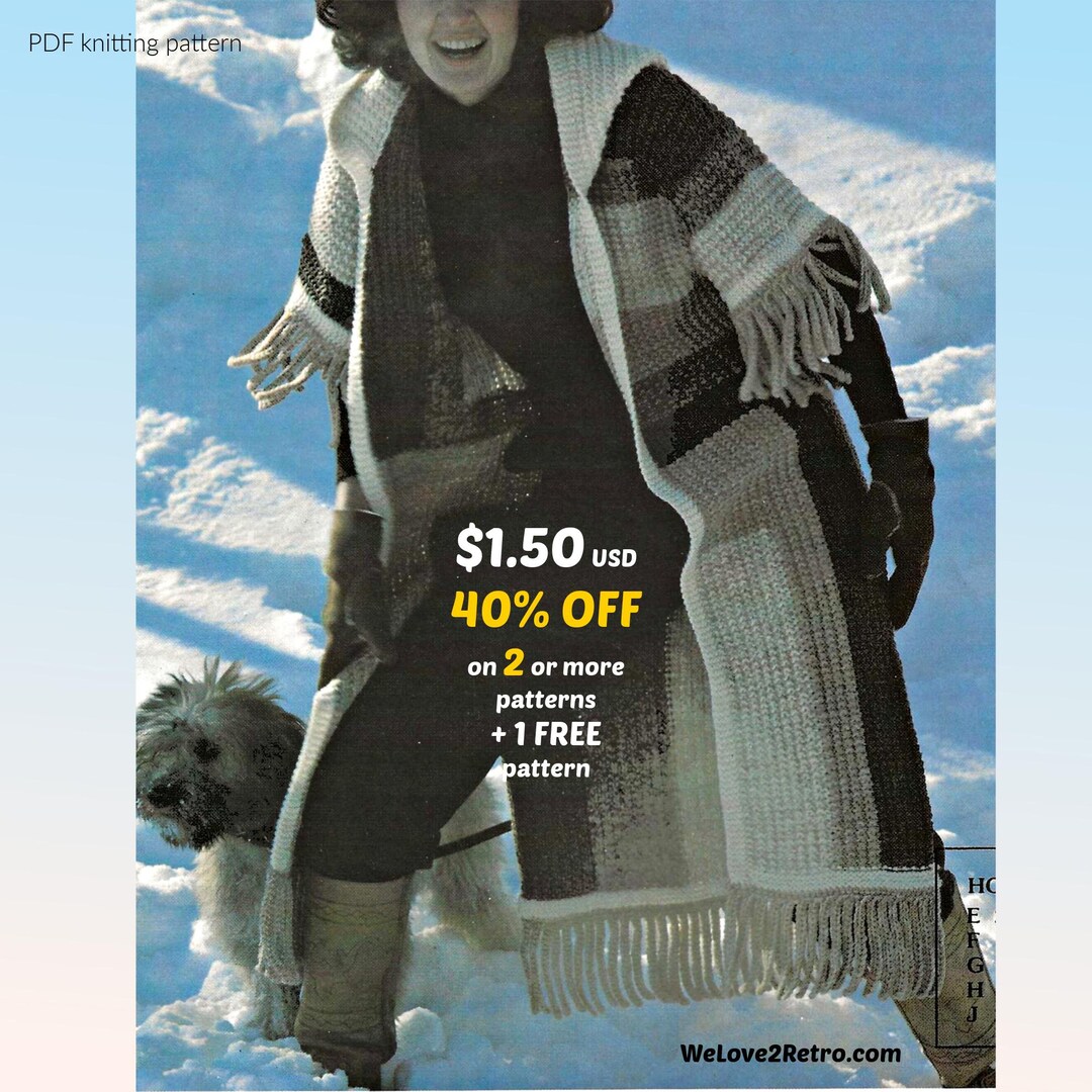 Chunky Knit Coat Pattern PDF – Hooded Coatigan, Long Blanket Jacket ...