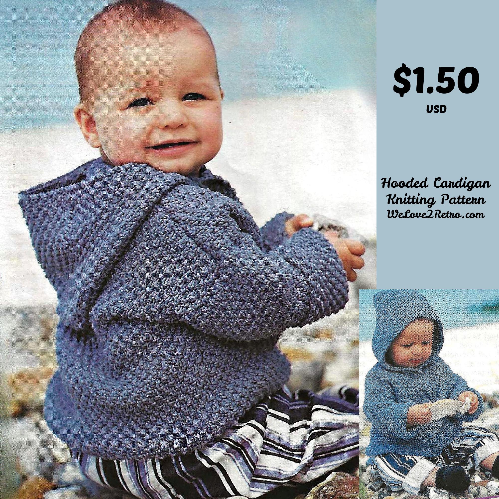 595 Hooded Cardigan Knitting Pattern for Kids 1 FREE KNITTING PATTERN ...