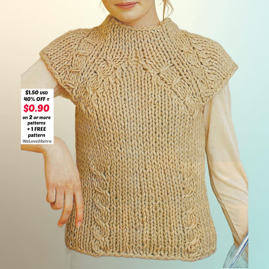RETIREMENT-SALE*** Chunky Knit Vest Pattern PDF – Vintage Boho ...