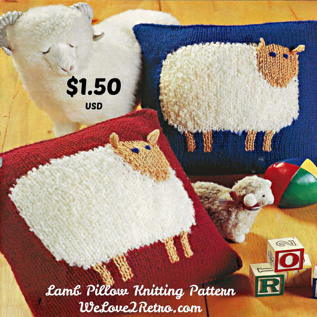 561 Lamb Pillow Knitting Pattern +1 FREE PATTERN, Knit Pillow Pattern ...