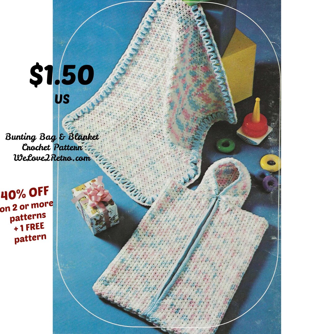 Crochet Baby Sleeping Bag Pattern: Vintage Bunting & Blanket (PDF ...