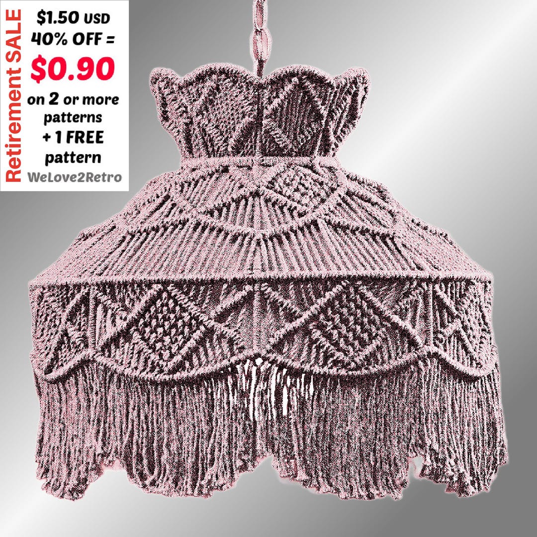 Macrame Lamp Shade Pattern - Easy Boho Vintage Hanging Light Cover ...