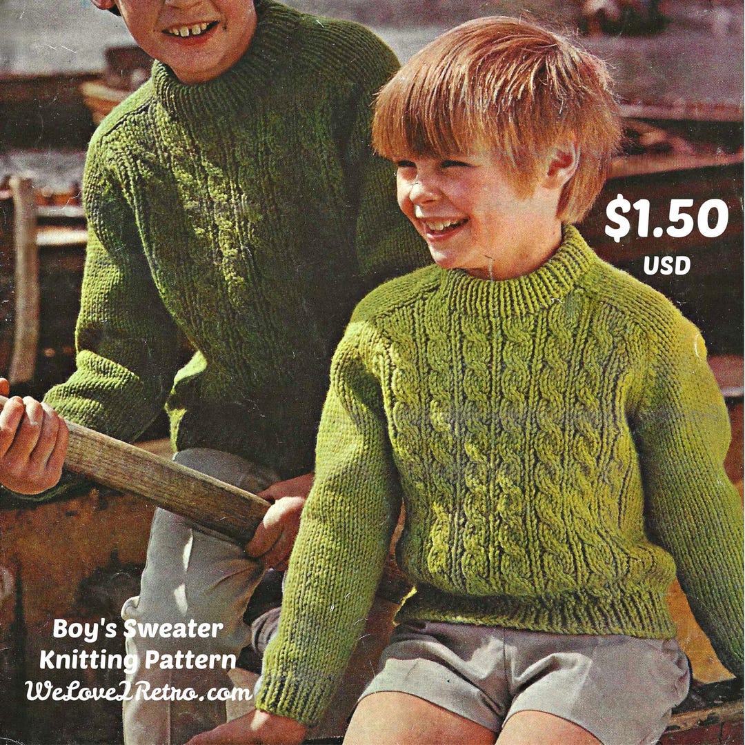 845 Boy’s Sweater Knitting Pattern +1 FREE KNITTING PATTERN, Knit Kids ...