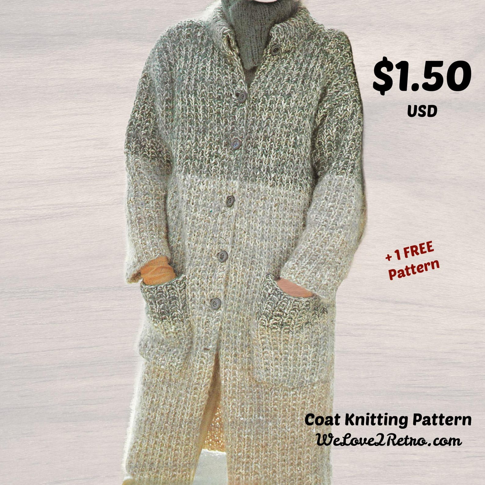 778 Women’s Coat Knitting Pattern +1 FREE PATTERN, Knit Coat Design ...
