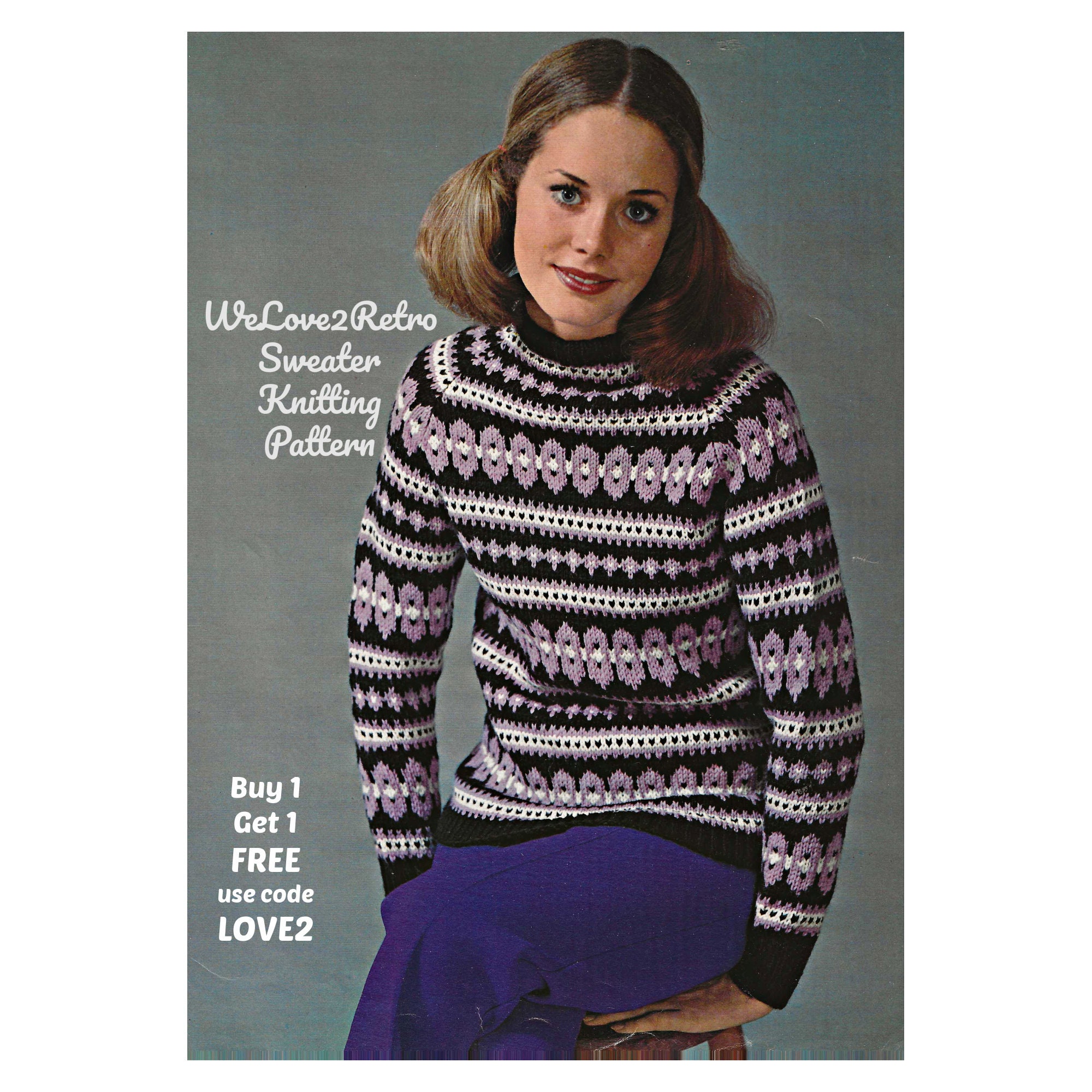 278 Retro Sweater KNITTING PATTERN, Retro Sweater Knitting Pattern ...