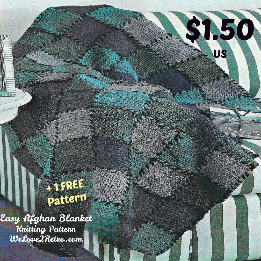 499 Patchwork Blanket Knitting Pattern +FREE PATTERN, Handmade Blanket, Handmade Afghan ...