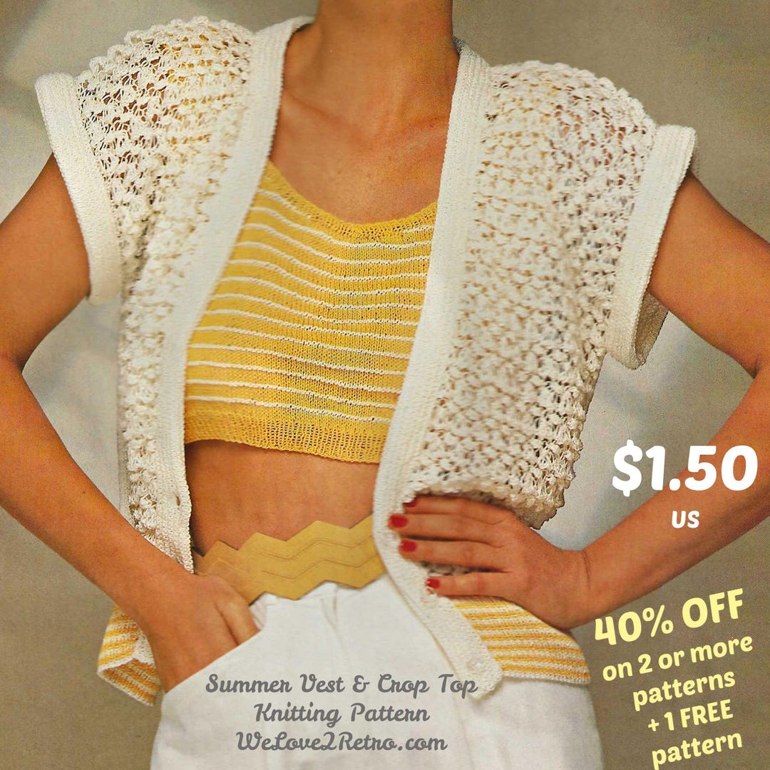 Vintage Knit Vest & Halter Top Pattern: Woman's Summer Set (PDF Pattern ...