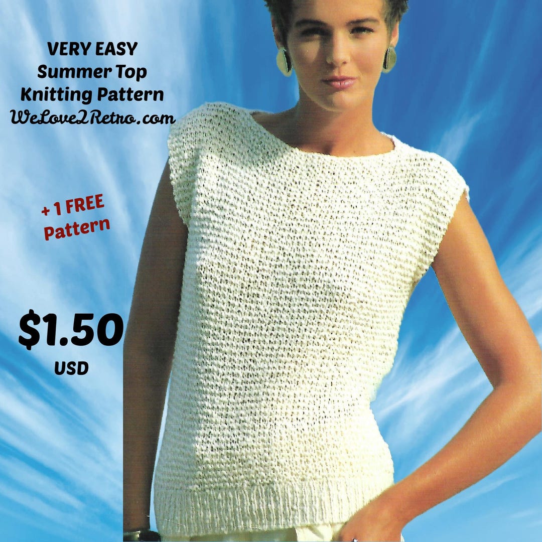 915 EASY Summer Top Knitting Pattern, Knit Easy Sun Top, Knit Easy Top ...