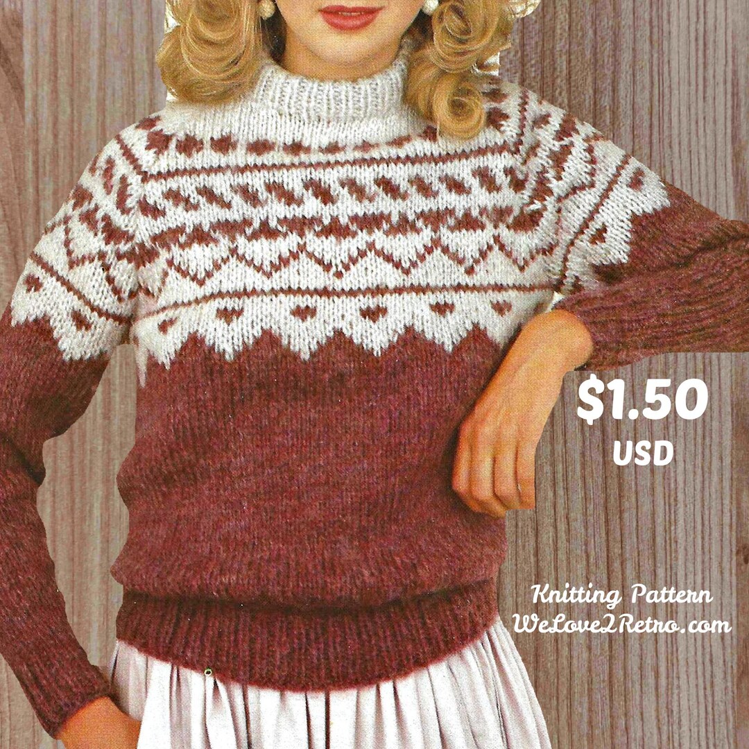 603 Warm Nordic Sweater Knitting Pattern +1 FREE PATTERN, Knit Nordic ...