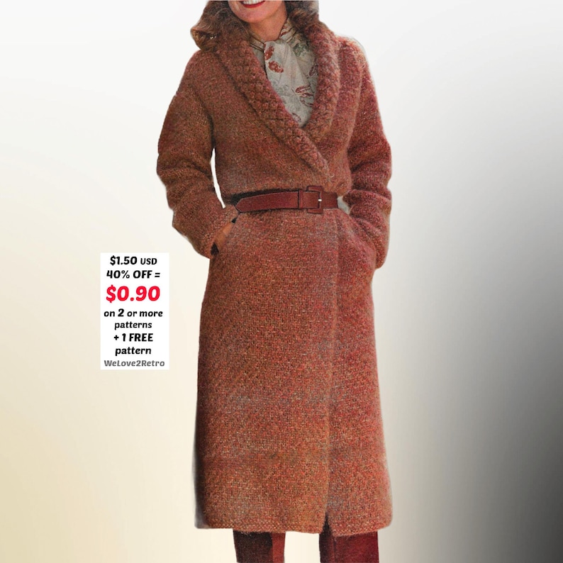 RETIREMENT-SALE*** Chunky Knit Coat Pattern PDF - Vintage Wool Jacket ...