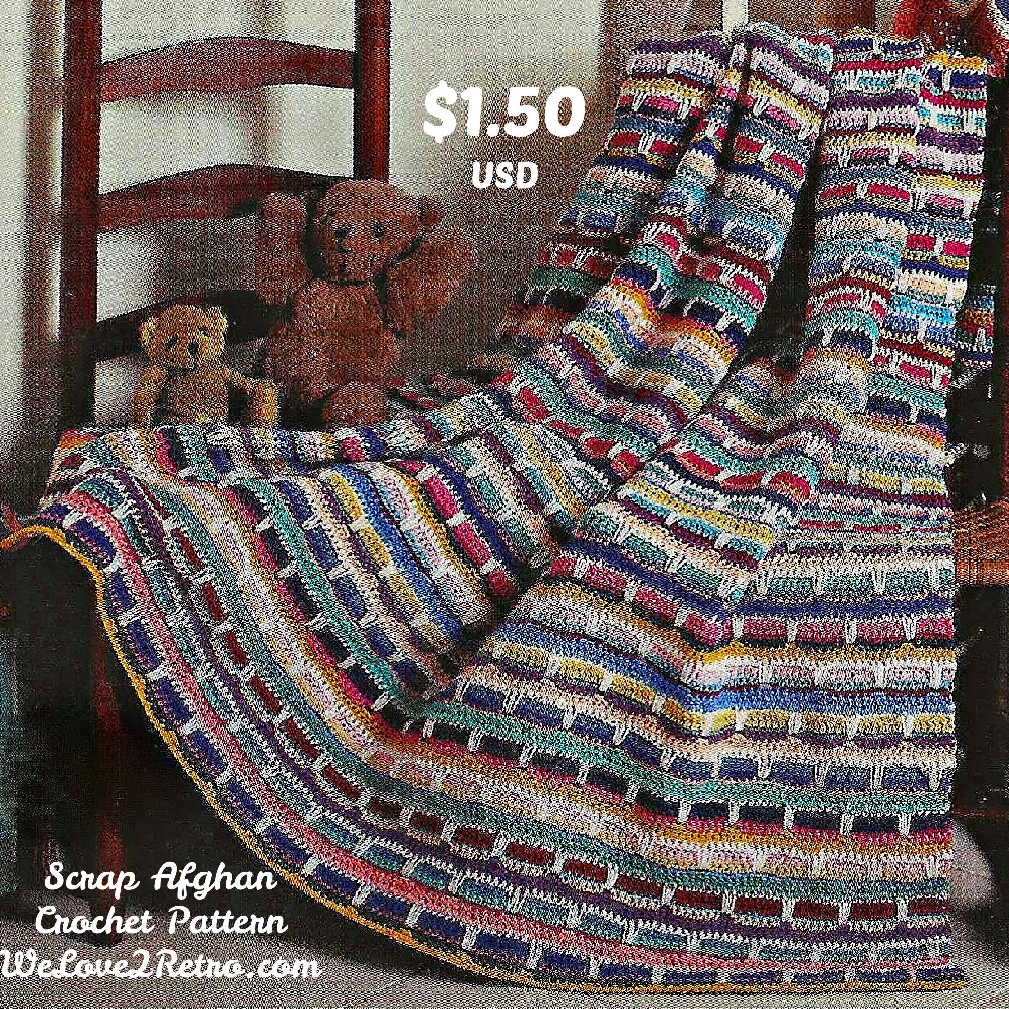 746 Scrap Yarn Afghan Crochet Pattern... 1 FREE CROCHET PATTERN - Etsy
