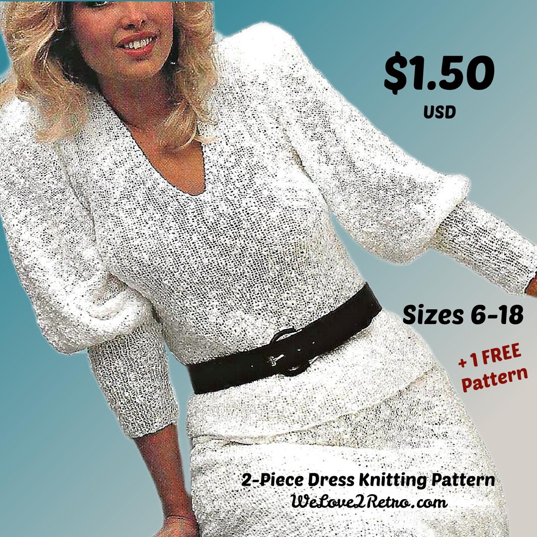 847 EASY 2-piece Dress Knitting Pattern +1 FREE Knitting PATTERN, Hand ...