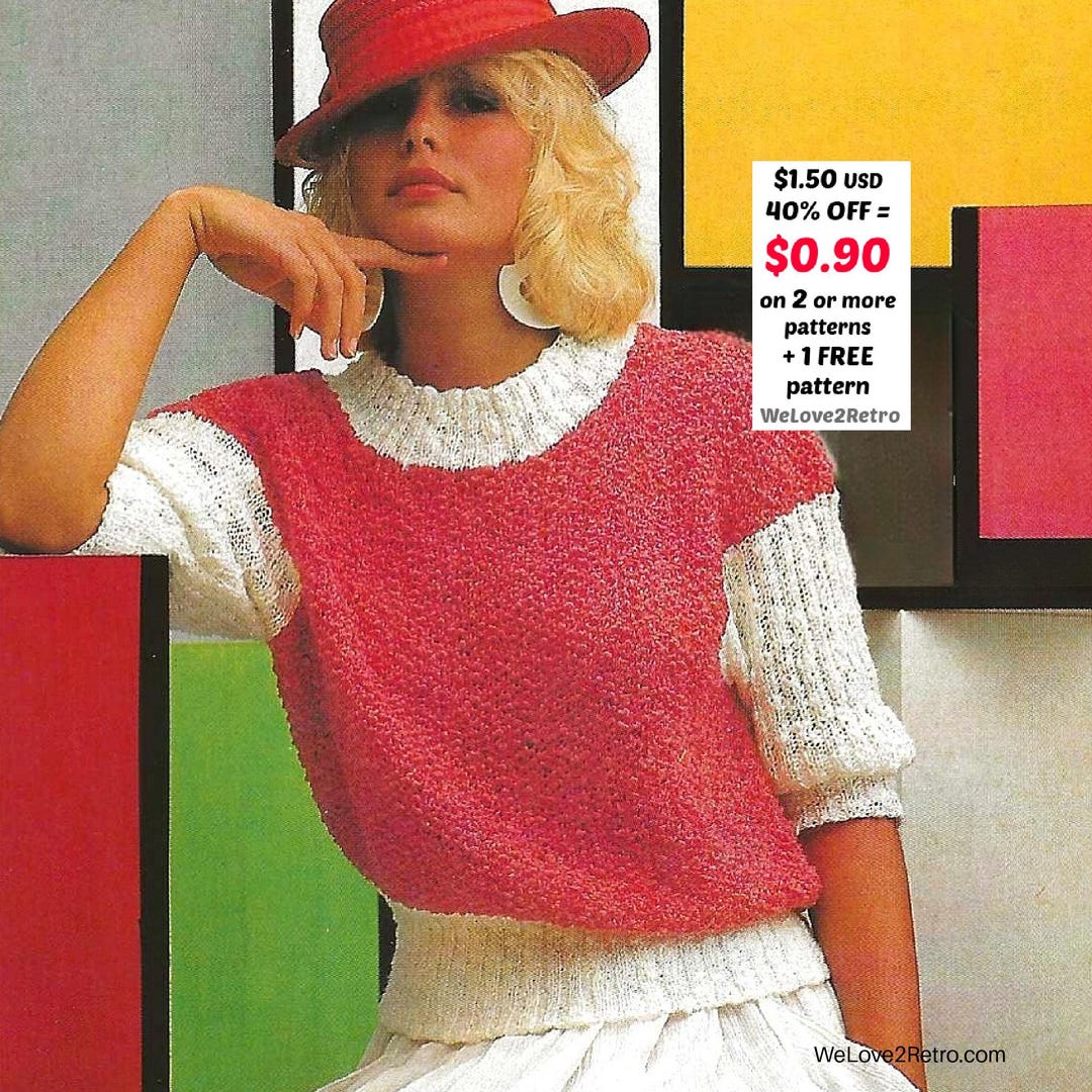 Summer Sweater Knitting Pattern PDF – Vintage Cotton Knit Top – Easy ...