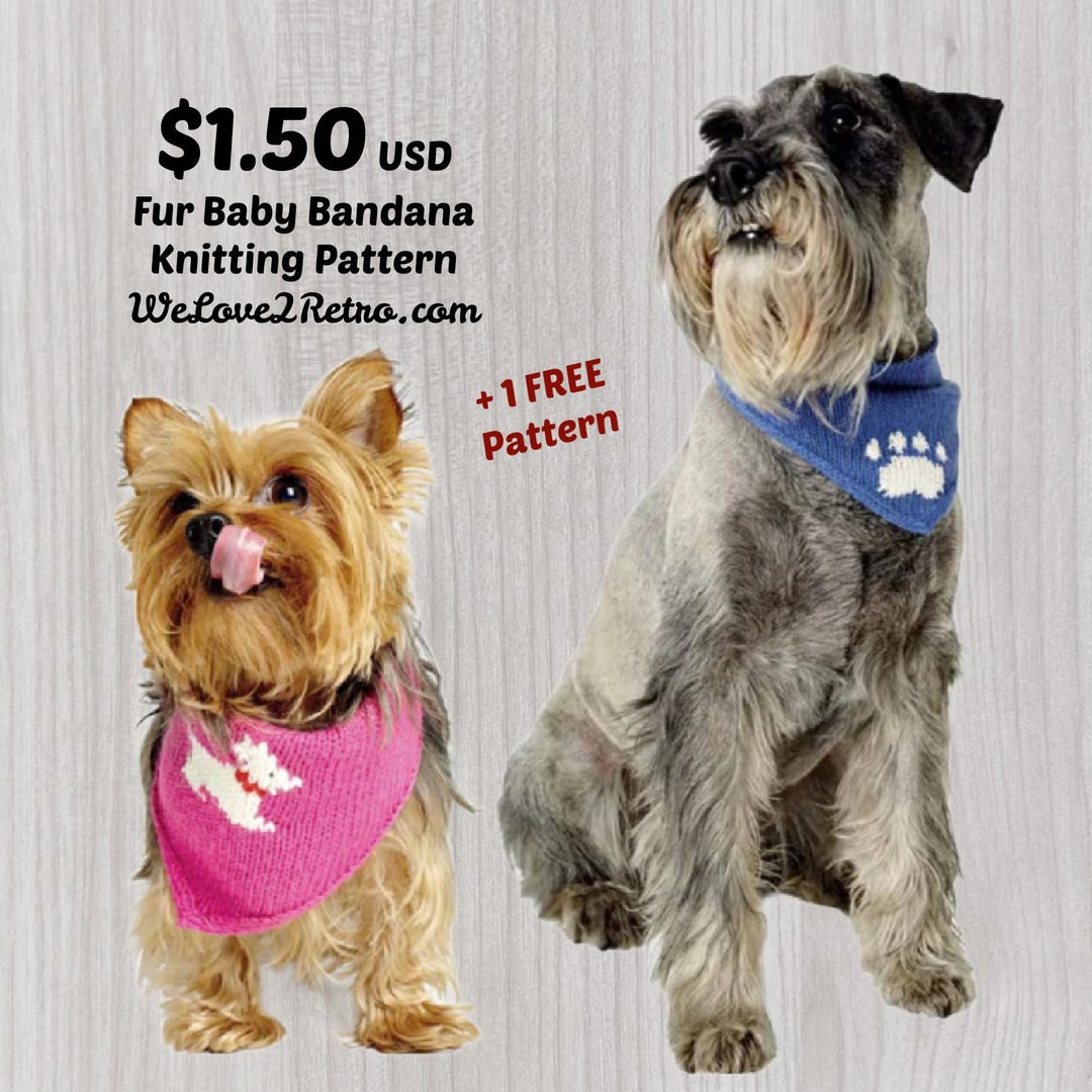 790 Dog Bandana Knitting Patterns +1 FREE PATTERN, Knit Dog Scarf, Knit ...