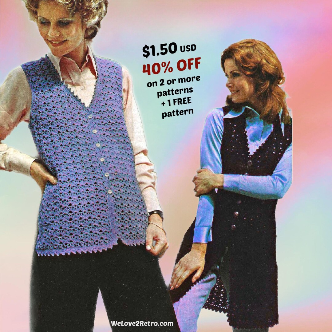 Easy Boho Crochet Vest Pattern PDF – Vintage Waistcoat Tutorial, DIY ...
