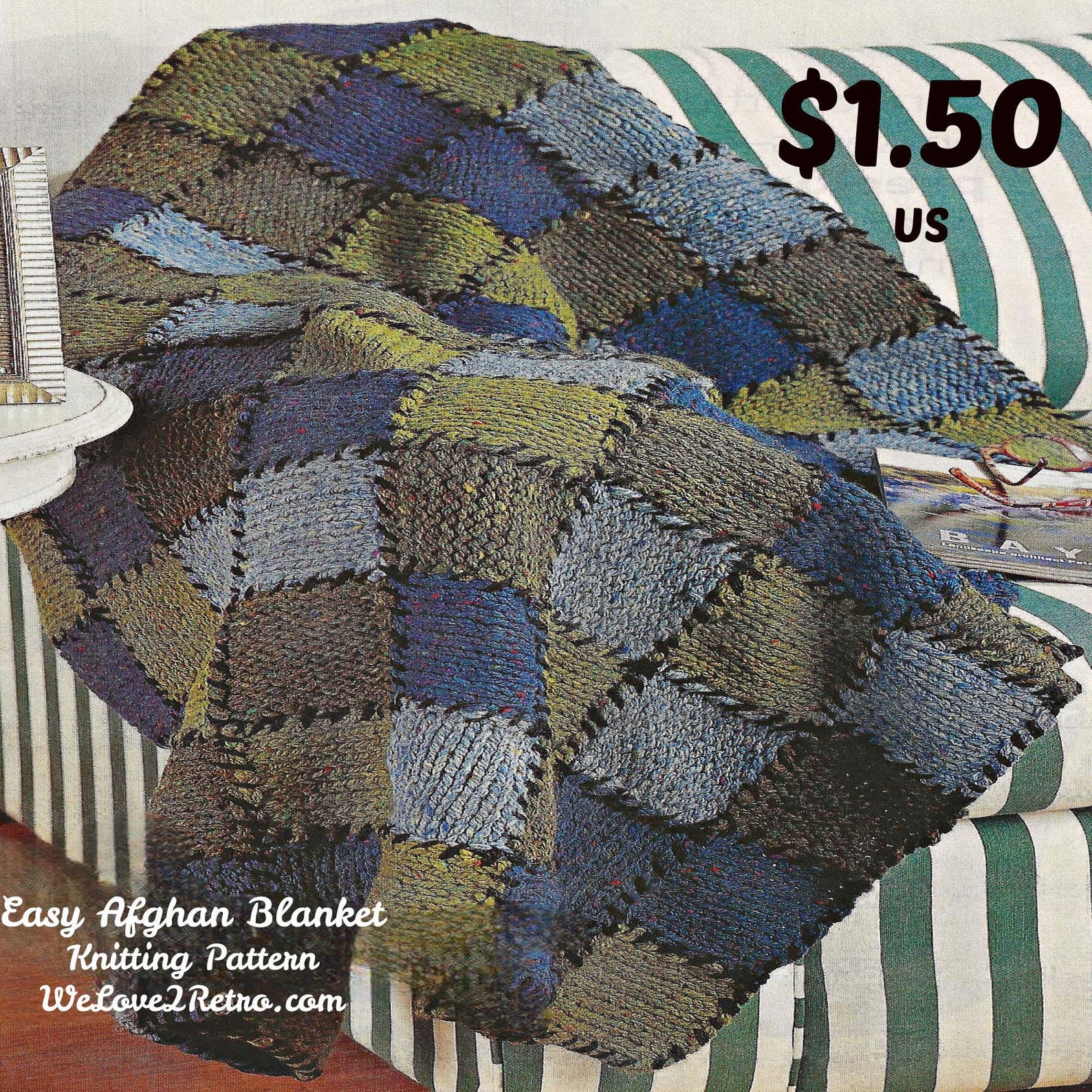 499 Patchwork Afghan Knitting Pattern + FREE PATTERN, Handmade Blanket ...