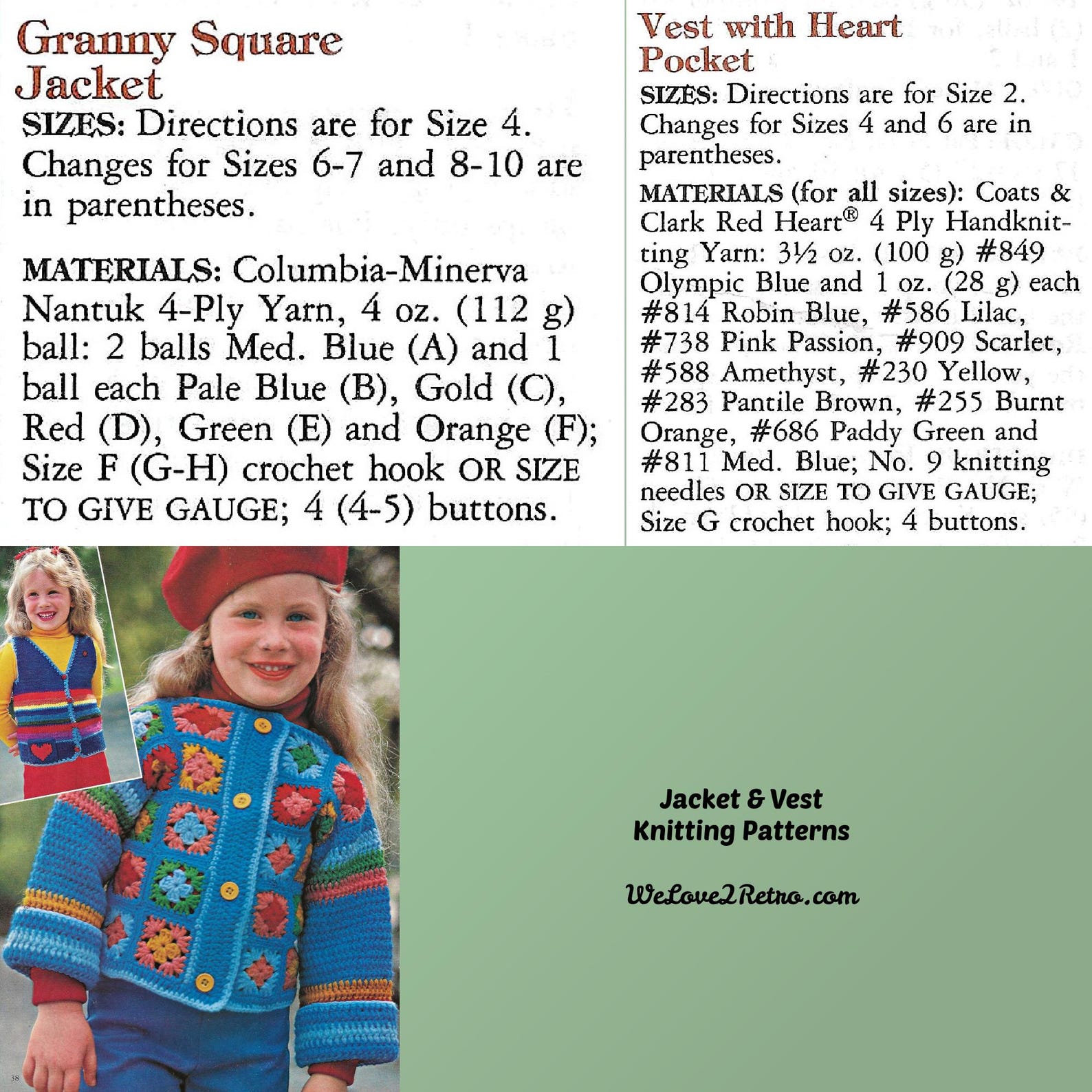 762 Girl's Jacket and Vest Crochet Patterns +1 FREE PATTERN, Crochet ...