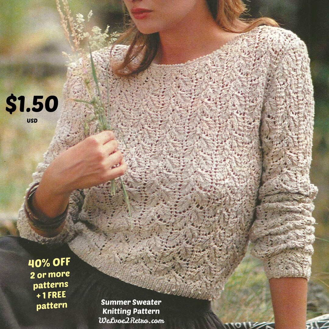 1163 Women Summer Sweater Knitting Pattern – Lightweight Lace Pullover ...