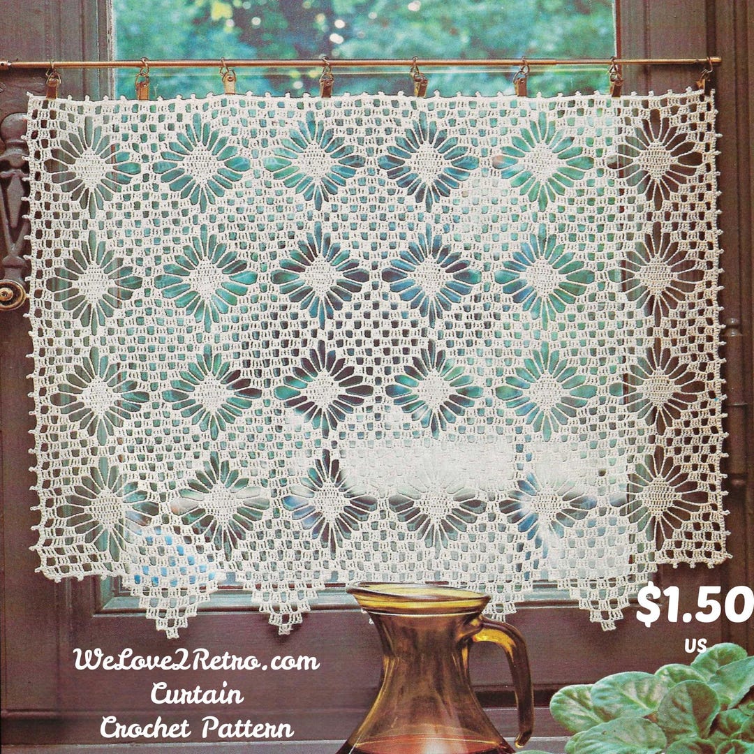 265 Welove2crochet Cafe Curtain CROCHET PATTERN, Retro Cafe Curtain ...