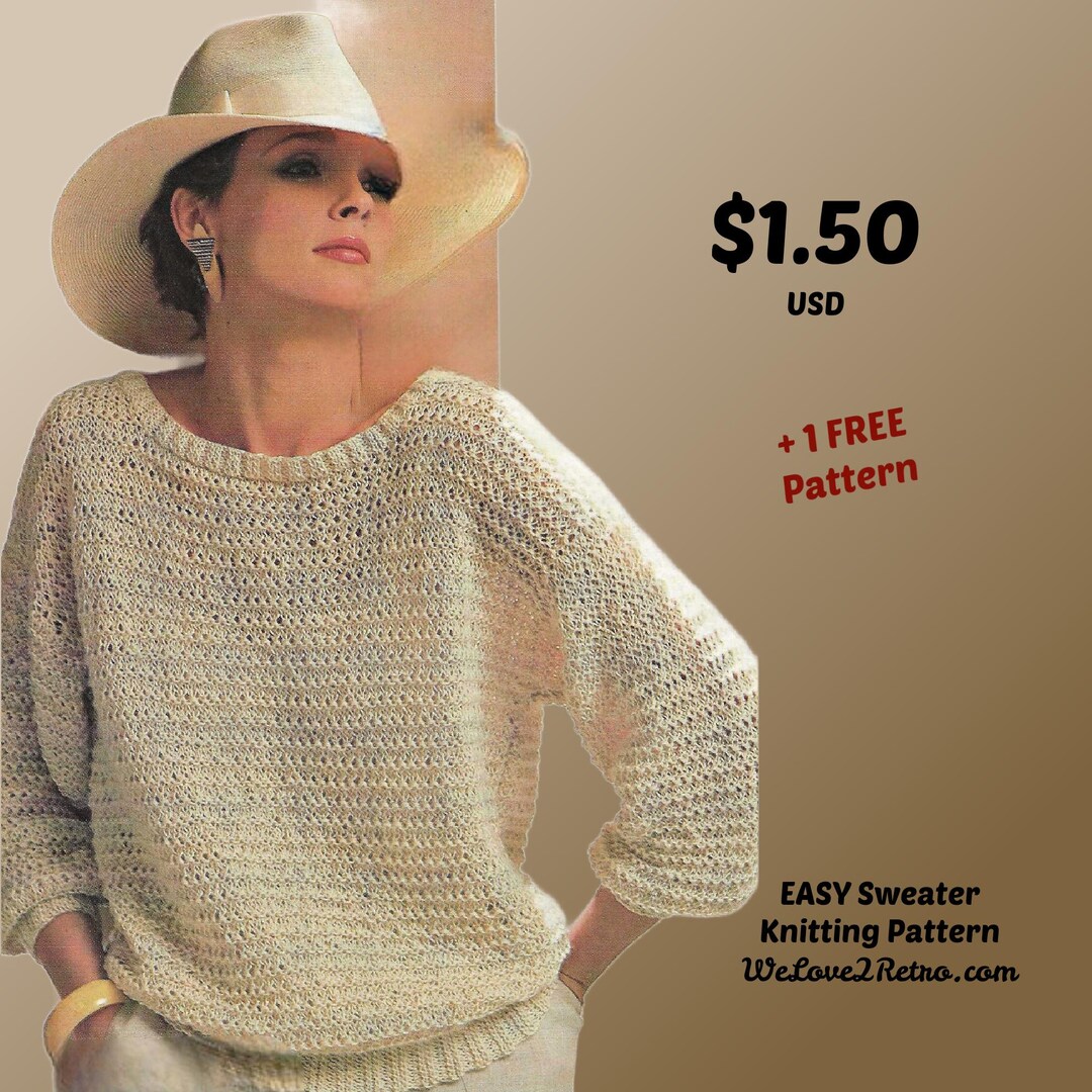 319 Easy Sweater Knitting Pattern +1 FREE KNITTING PATTERN, Easy Knit ...