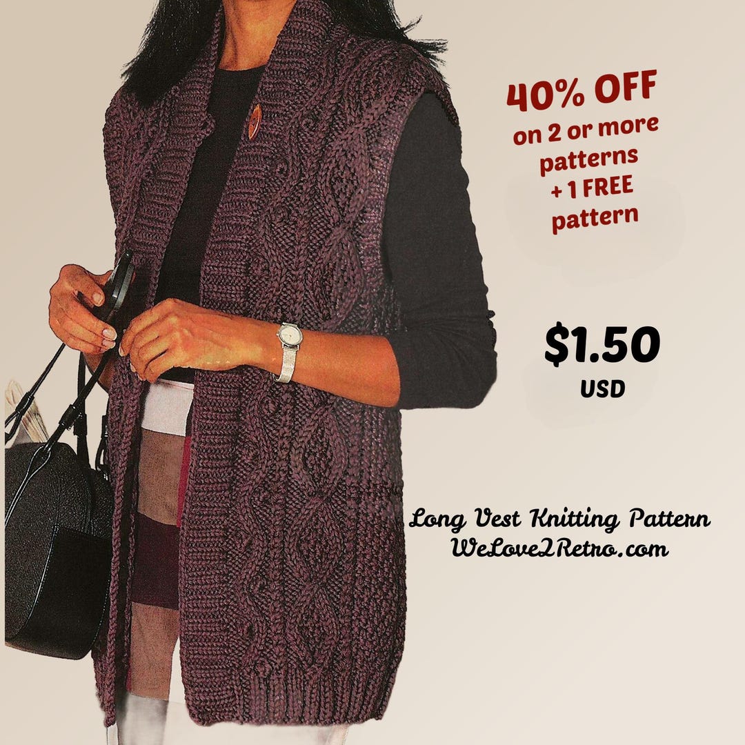 Chunky Knit Vest Pattern PDF: Easy Boho Waistcoat for Women - Etsy