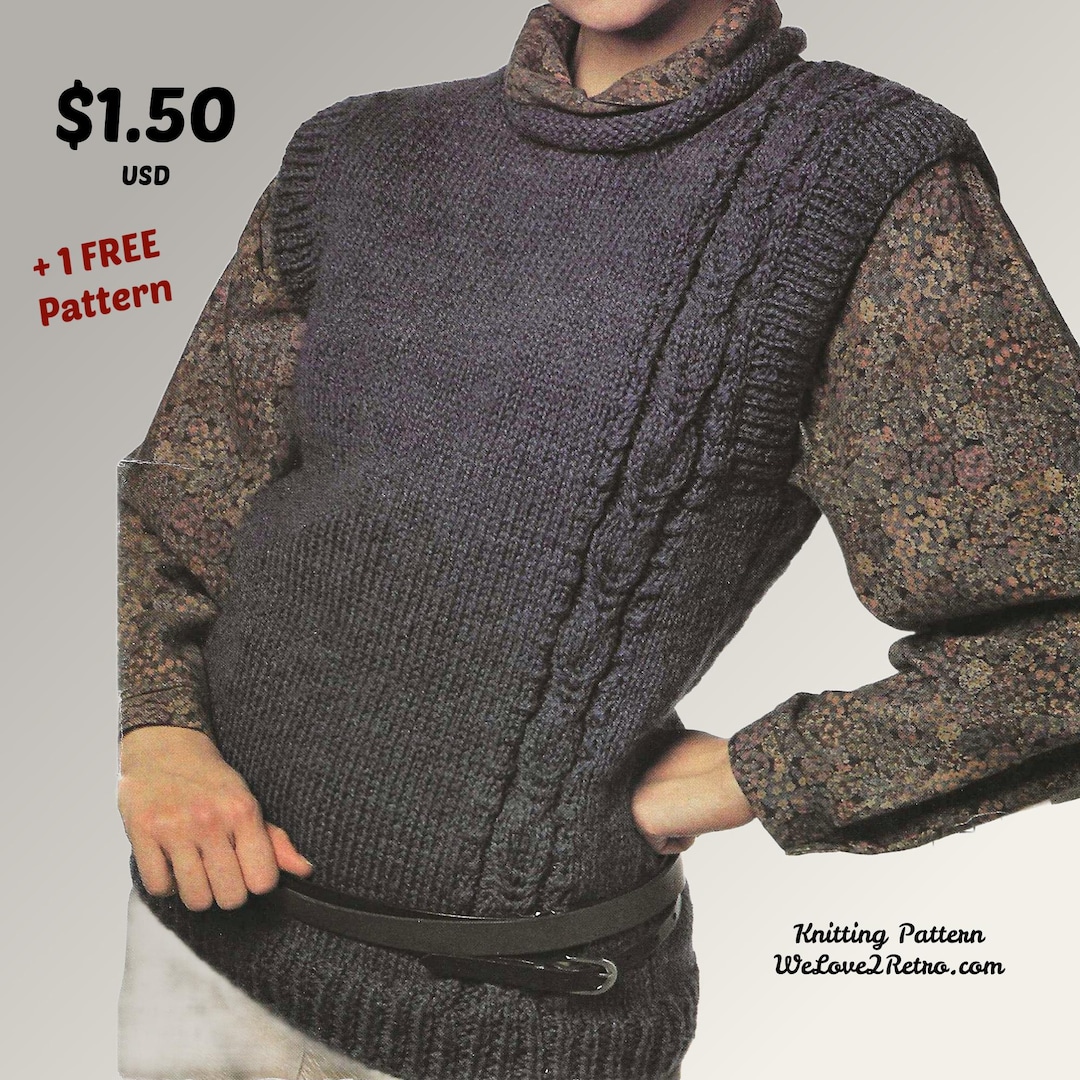 740 Vest Knitting Pattern, Chunky Knit Vest, Vintage Knit Vest, Boho ...