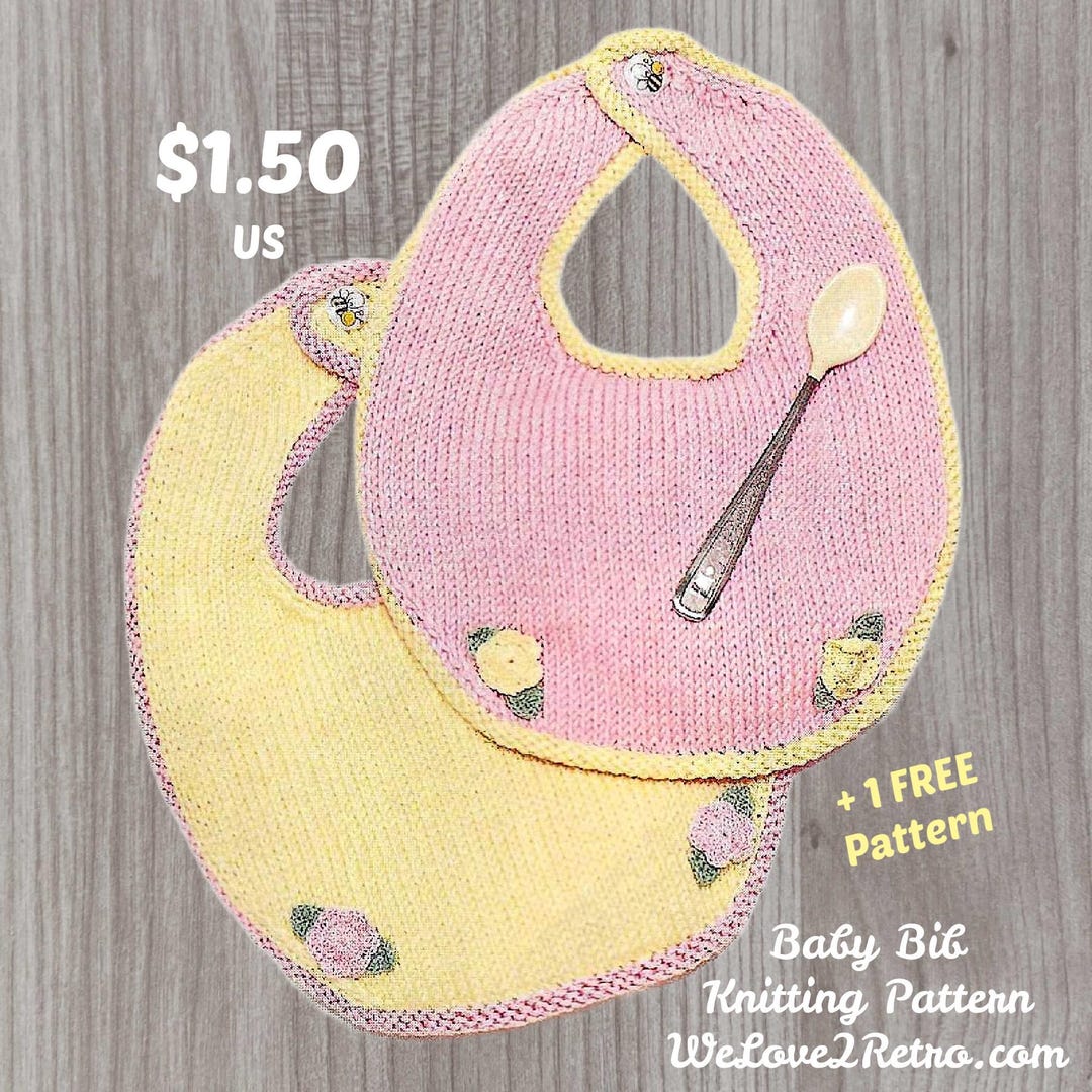 520 Sweet Baby Bib Knitting Pattern, Handmade Baby Bib, Baby Bib ...