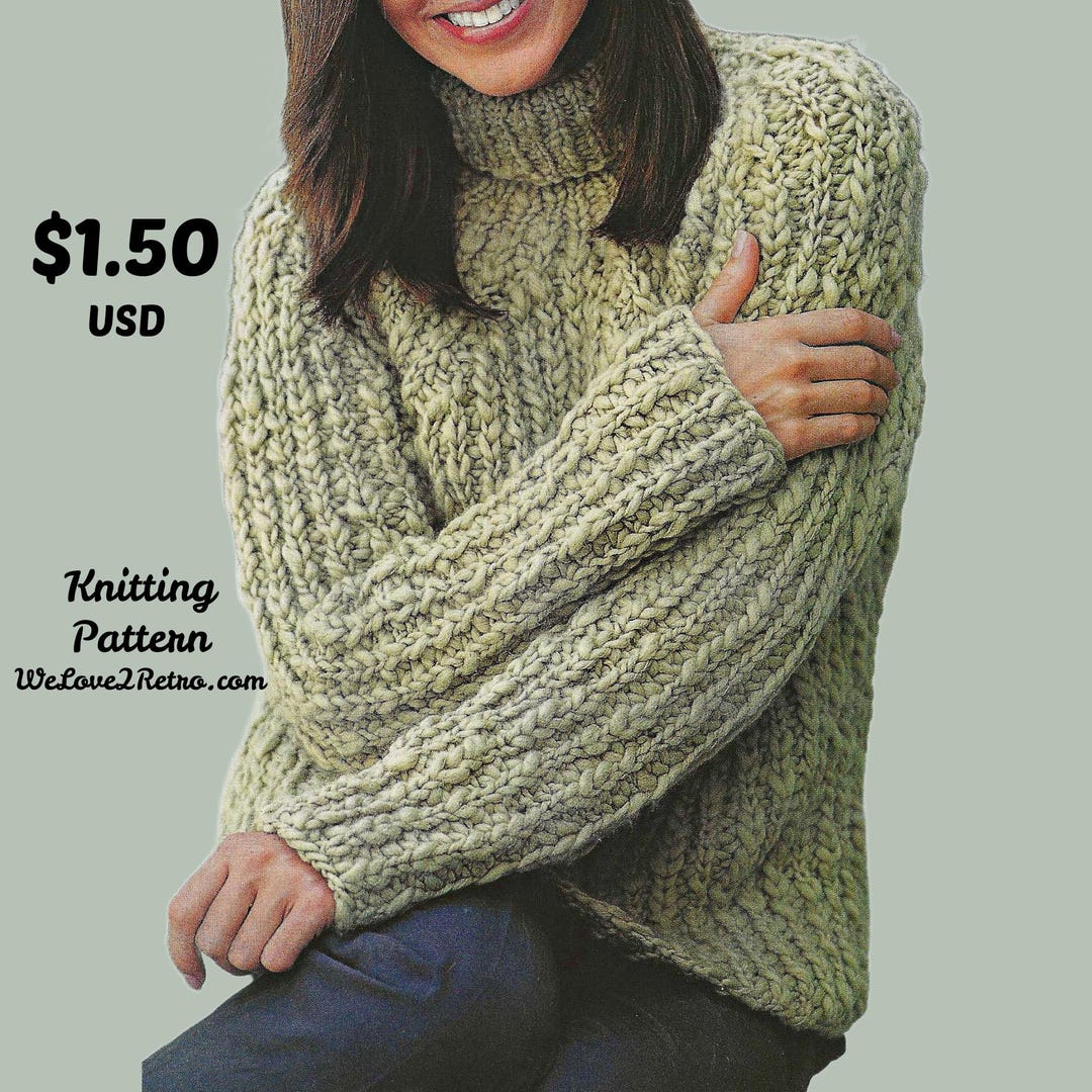 675 Chunky Sweater Knitting Pattern +1 FREE PATTERN, Chunky Knit ...