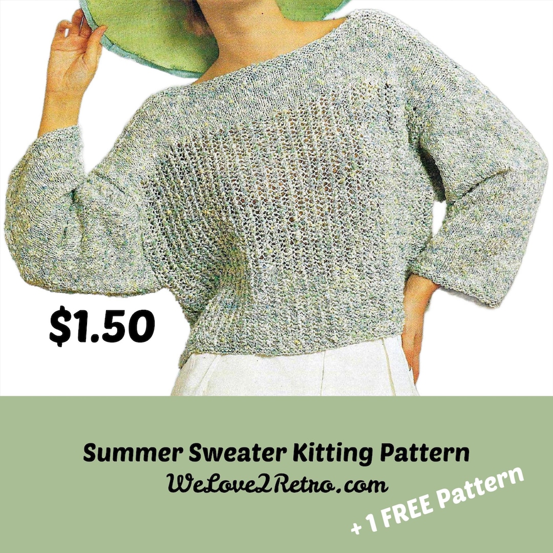 861 EASY Summer Sweater Knitting Pattern +1 FREE PATTERN, Knit Summer ...