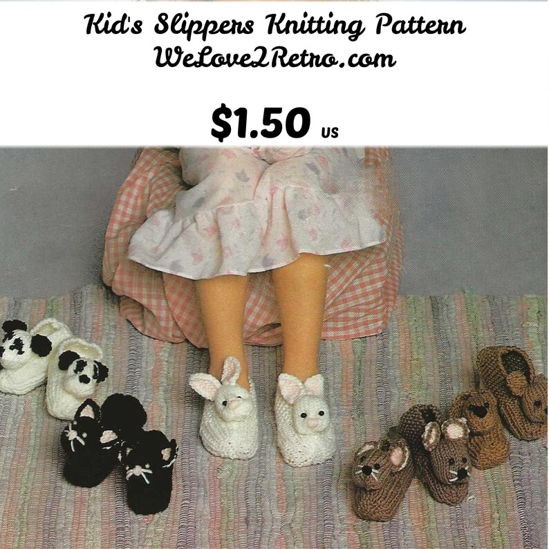 Knit Kids Slippers Pattern PDF – Easy Animal Slippers, Wool Cozy Design ...