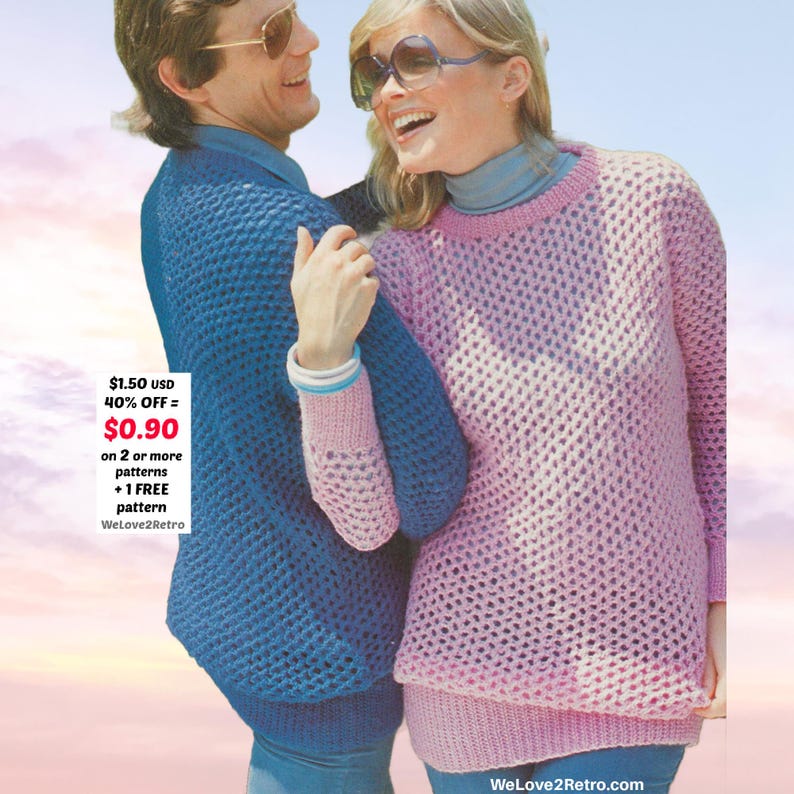 Easy Unisex Sweater Knitting Pattern - Knit Cozy Pullover Vintage ...