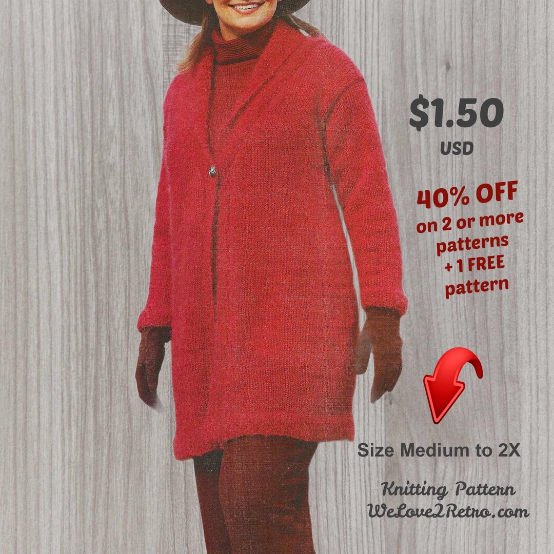 Plus Size Boho Knit Coat Pattern (PDF) - Women's Long Cardigan - Etsy