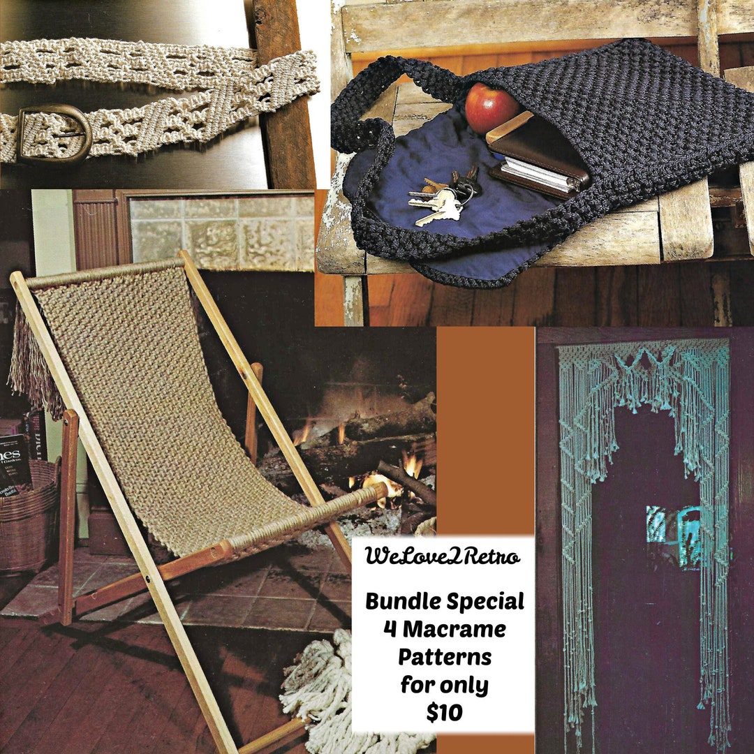 BUNDLE SPECIAL: 4 Macrame Patterns. Beginners Macrame Patterns, Easy ...