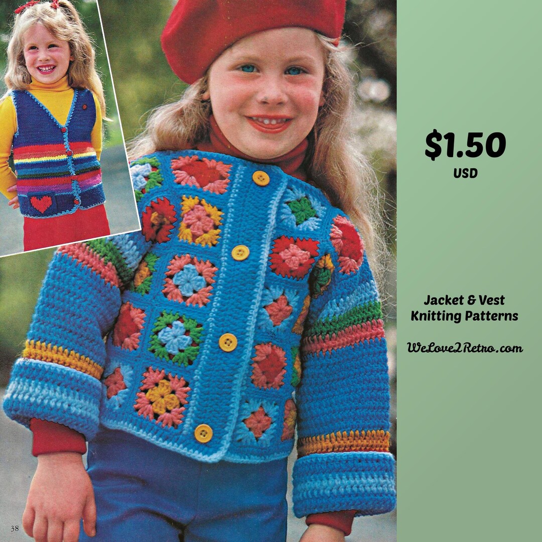 762 Girl's Jacket and Vest Crochet Patterns +1 FREE PATTERN, Crochet ...