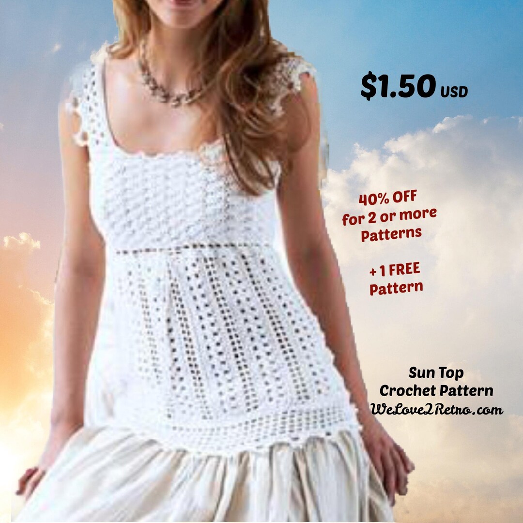 935 Crochet Sun Top Pattern, Boho Crochet Top Pattern, Crochet Beach ...