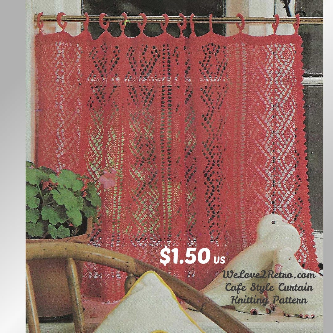 220 Curtain Knitting Pattern, Retro Curtain Knitting Pattern, Café ...