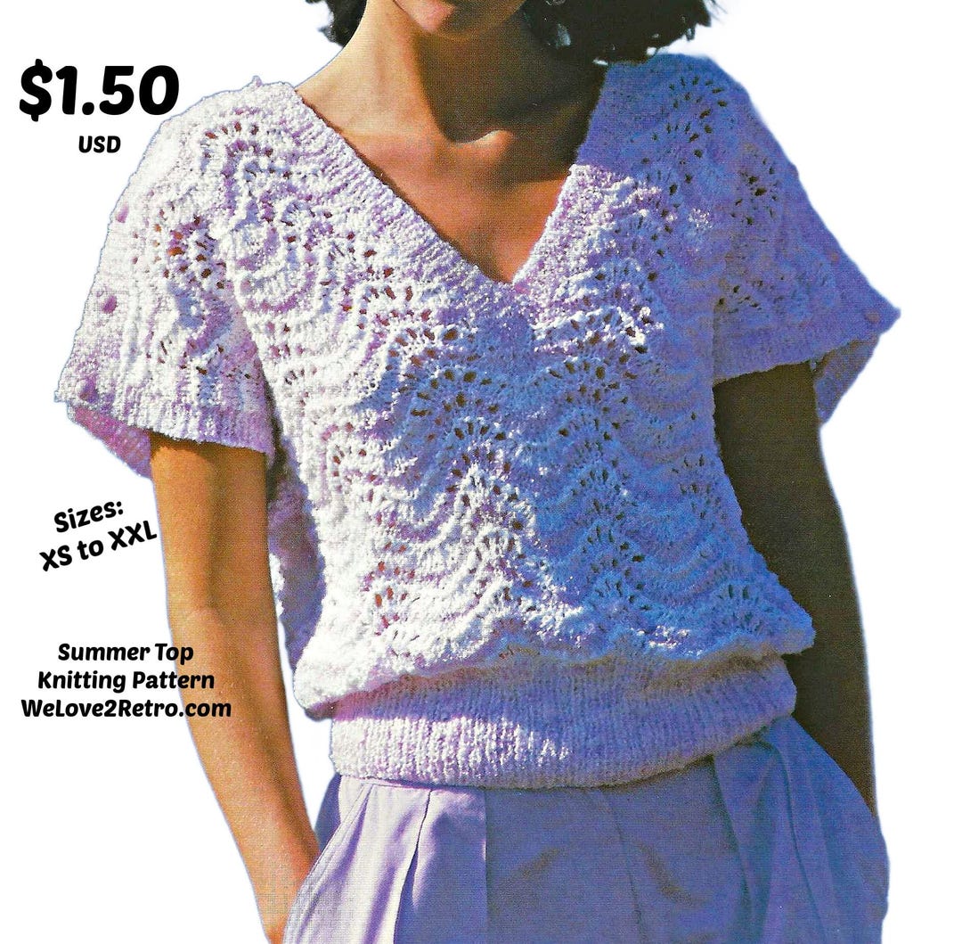 765 Summer Top Knitting Pattern + FREE PATTERN, Knit Summer Top, Knit ...