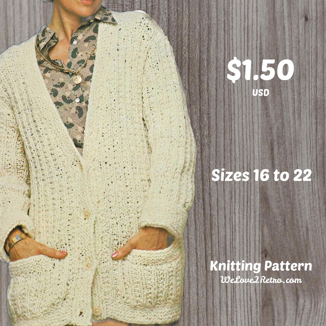 773 Plus Size Jacket Knitting Pattern, Knit Plus Size Cardigan, Knit ...