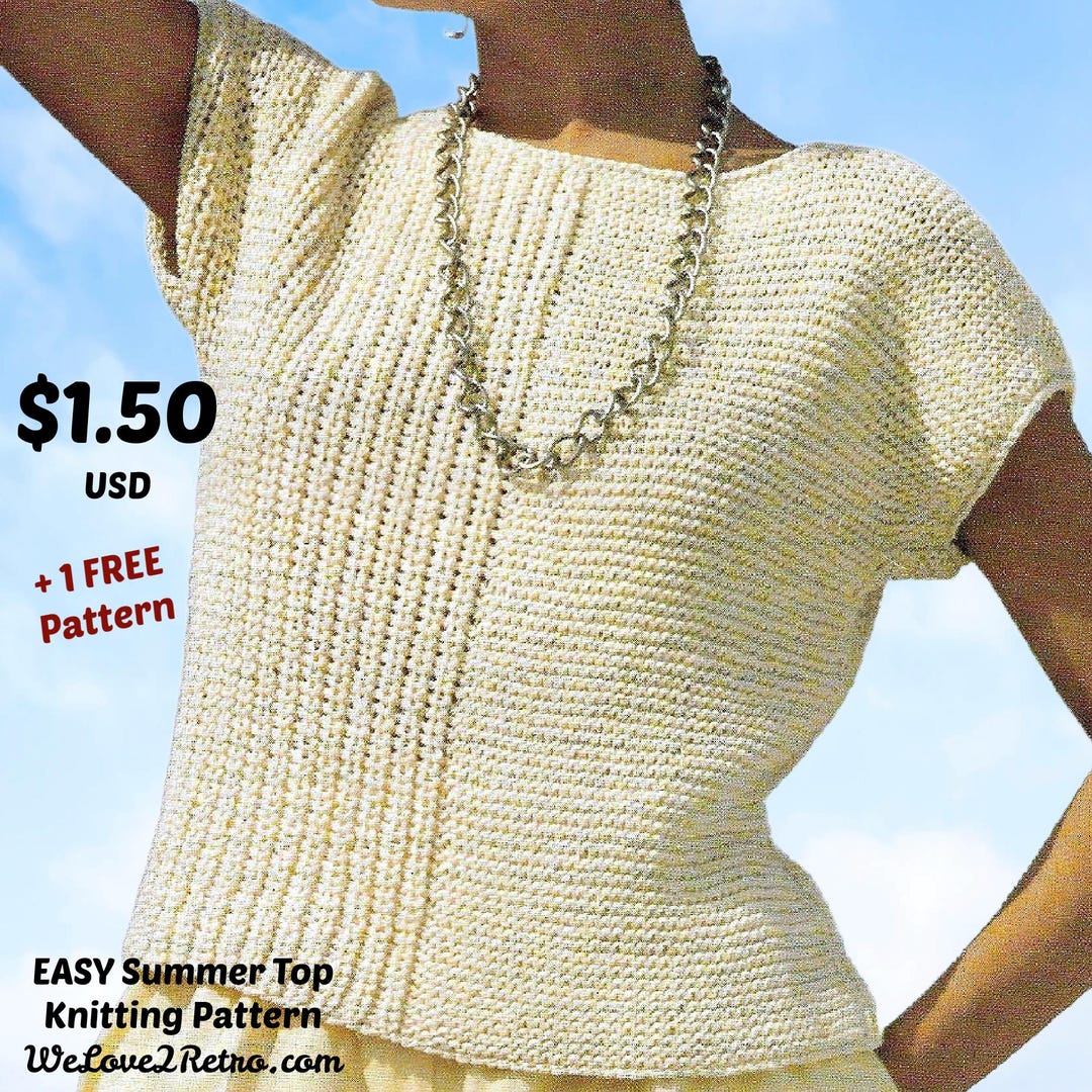 837 VERY EASY Summer Top Knitting Pattern +1 FREE Knitting Pattern ...