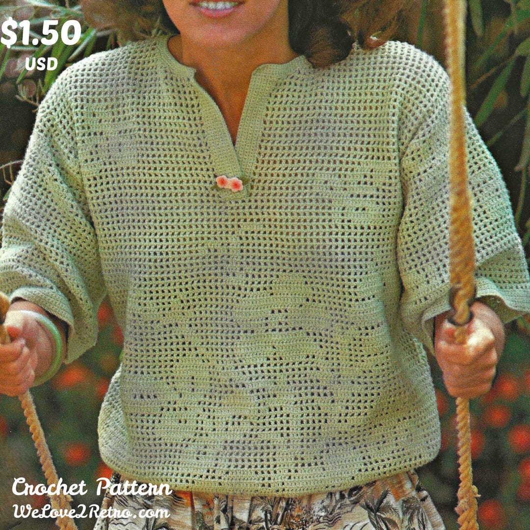 613 Sweater Filet Crochet Pattern for Women - Etsy