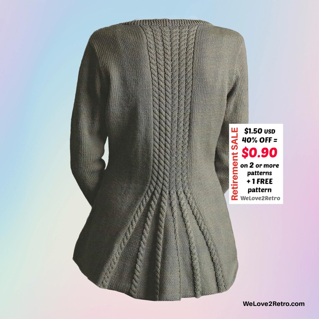 RETIREMENT-SALE*** Vintage Knit Jacket Pattern PDF • Women’s Cable ...