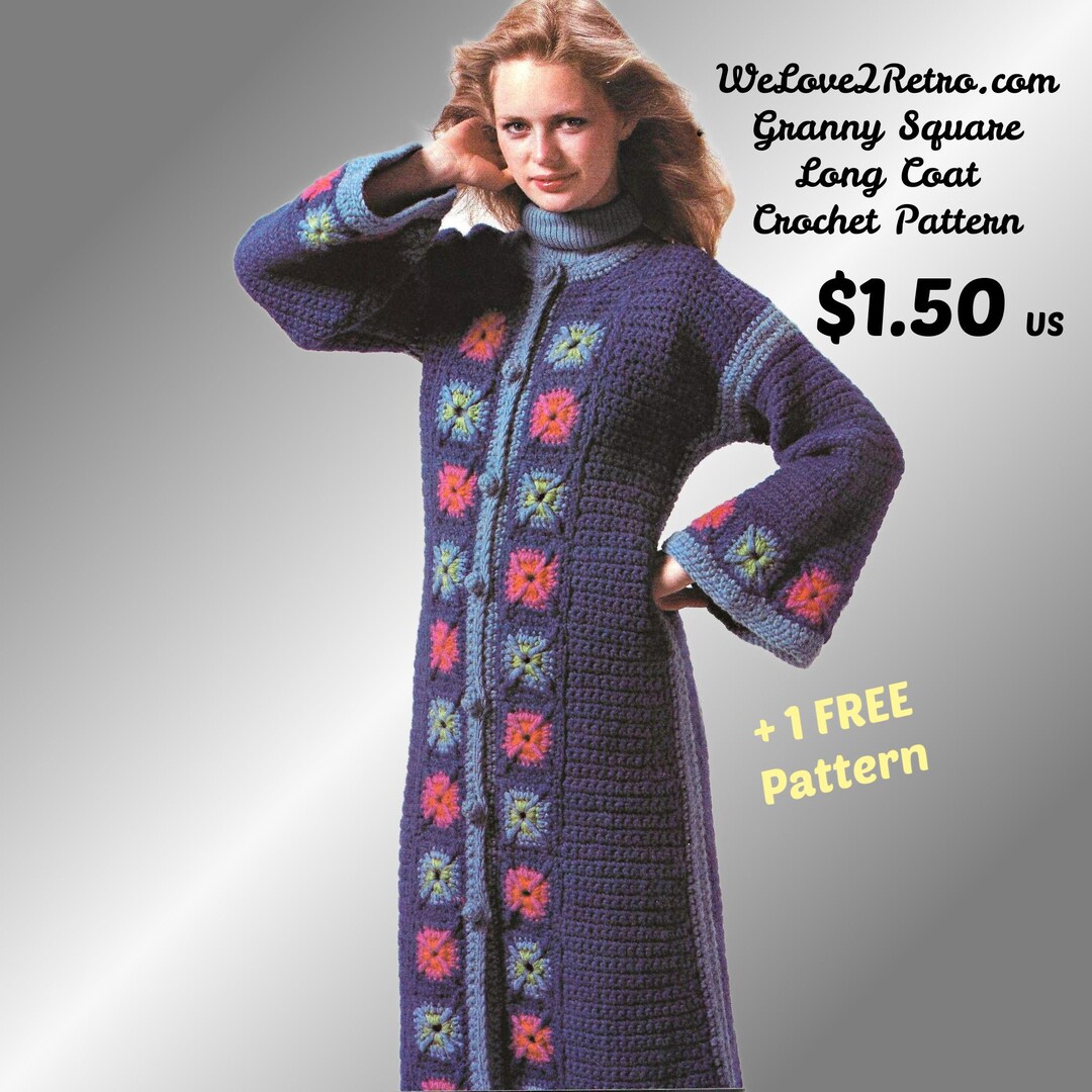 254 Granny Square Coat Crochet PATTERN, Crochet Coat Pattern for Women ...