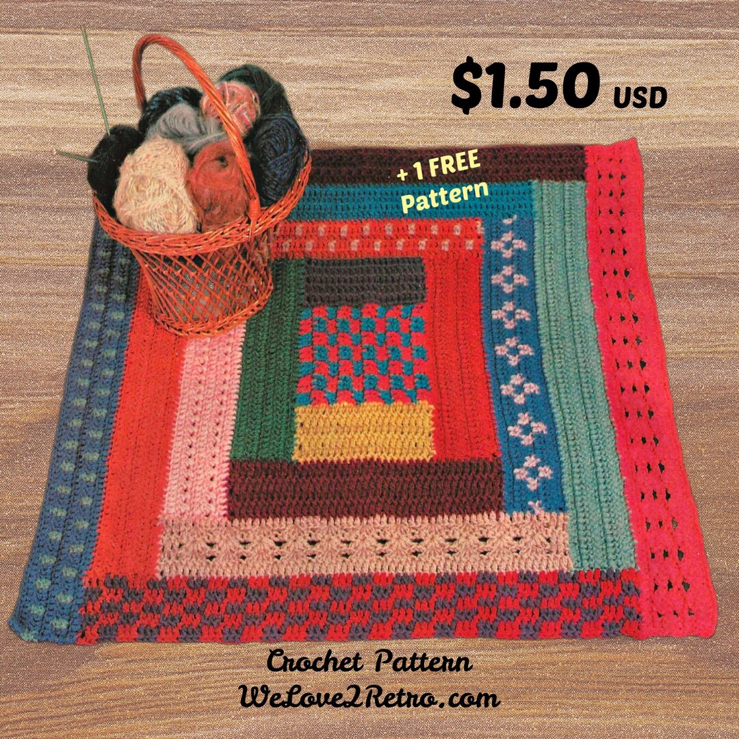 639 Log Cabin Afghan Crochet Pattern, Lapghan Crochet Pattern, Crochet ...