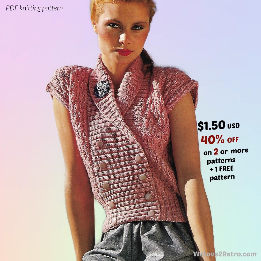 Chunky Knit Vest Pattern PDF – Easy Vintage Slipover for Women – Cozy ...