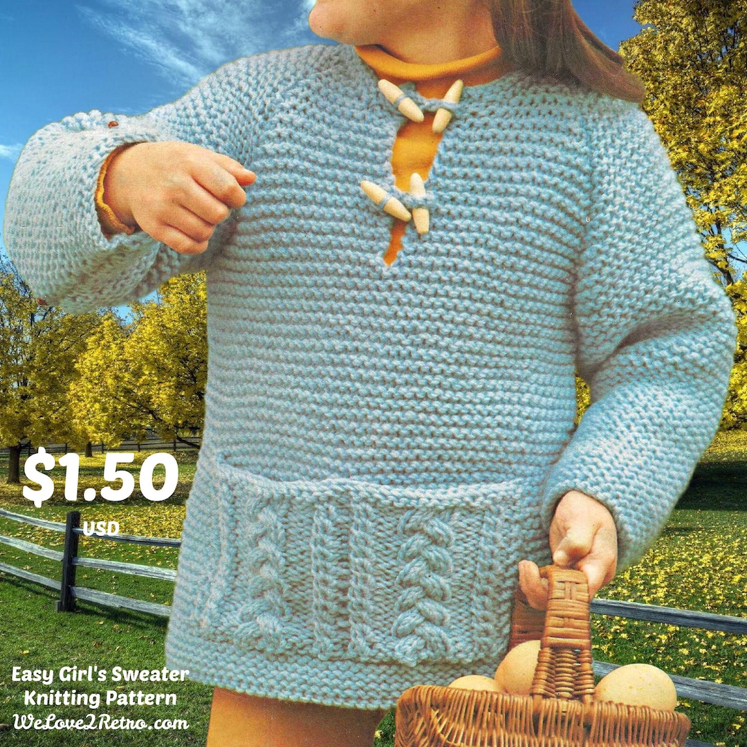 800 Easy Girl's Sweater Knitting Pattern, Knit Sweater Pattern, Knit ...
