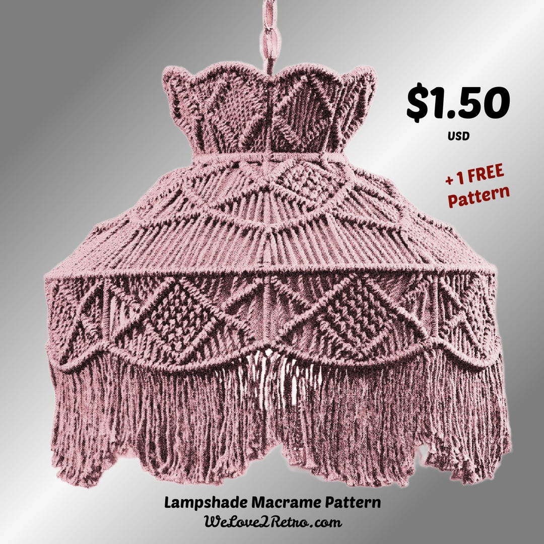 903 Lampshade Macrame Pattern + Free Pattern, Macrame Pendant Light ...