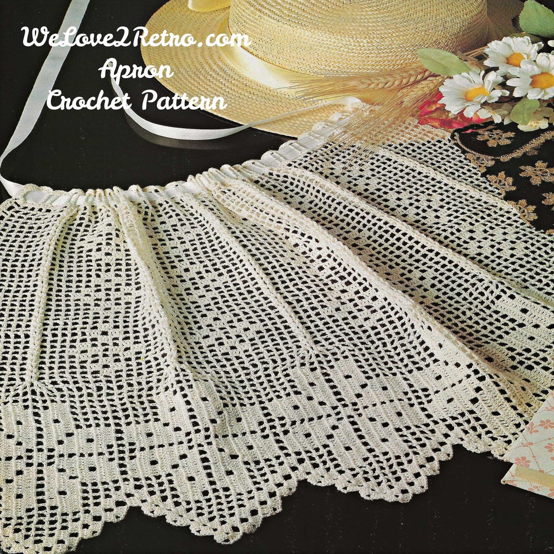 259 1.50 US Vintage Apron CROCHET PATTERN, Cotton Apron Crochet Pattern ...