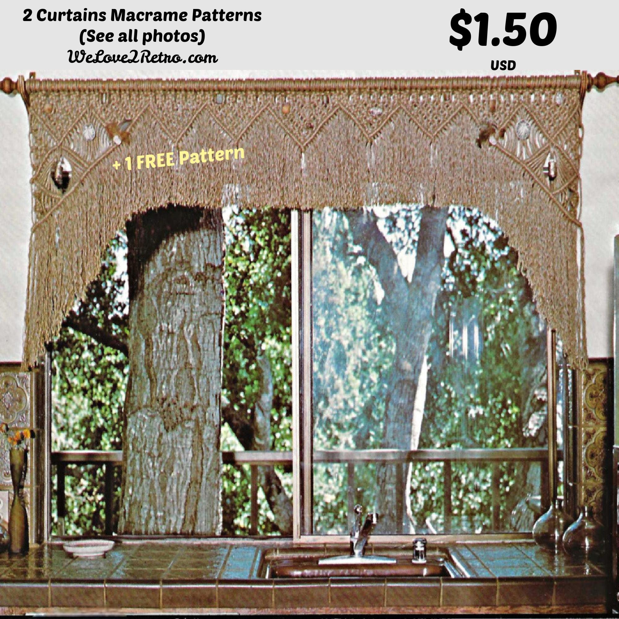 306 Valance Macrame Patterns +1 FREE PATTERN, DIY Macrame Curtains ...